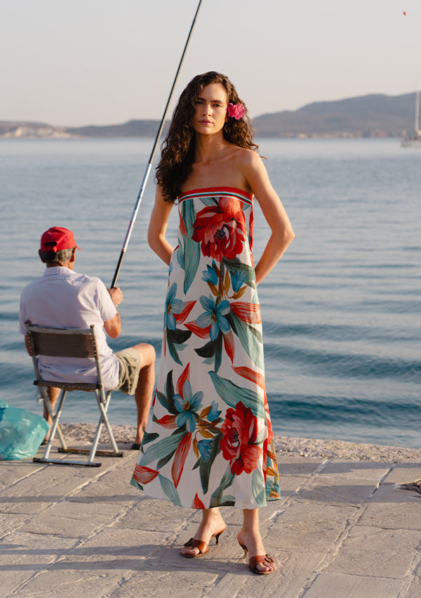 Fiorina Print Strapless Dress | MOS The Label